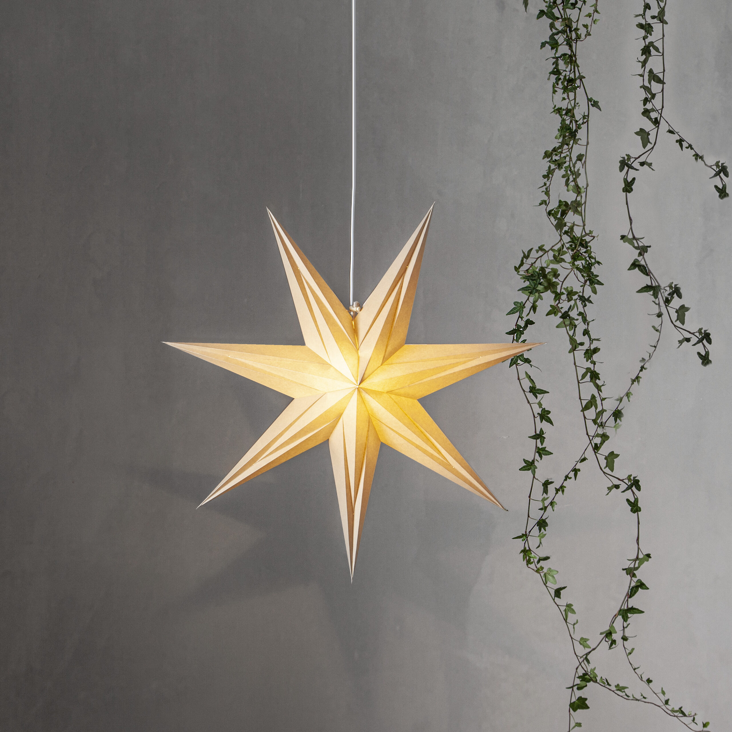 Papīra zvaigzne PLACE BEIGE 60CM - Meža gaismas
